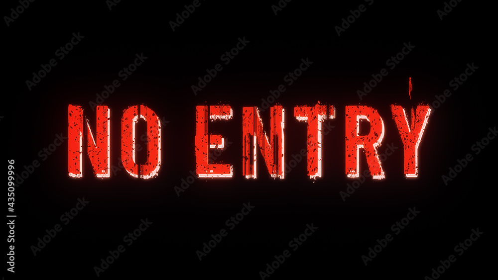 No entry warning text. Distorted glitch effect on isolated black ...