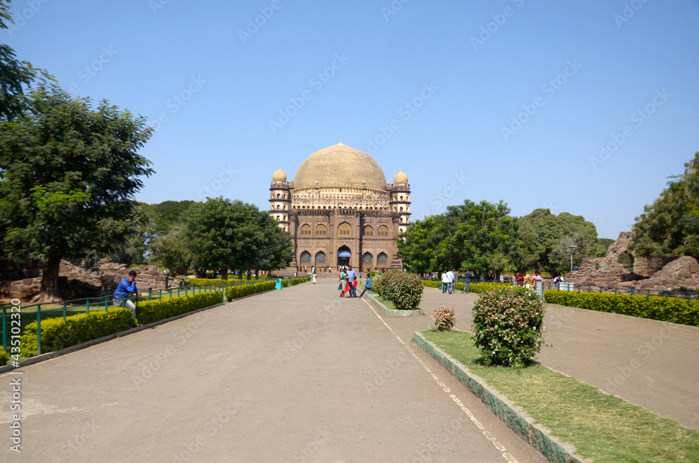 The view of Gol Gumbaz which is the mausoleum of king Mohammed Adil ...