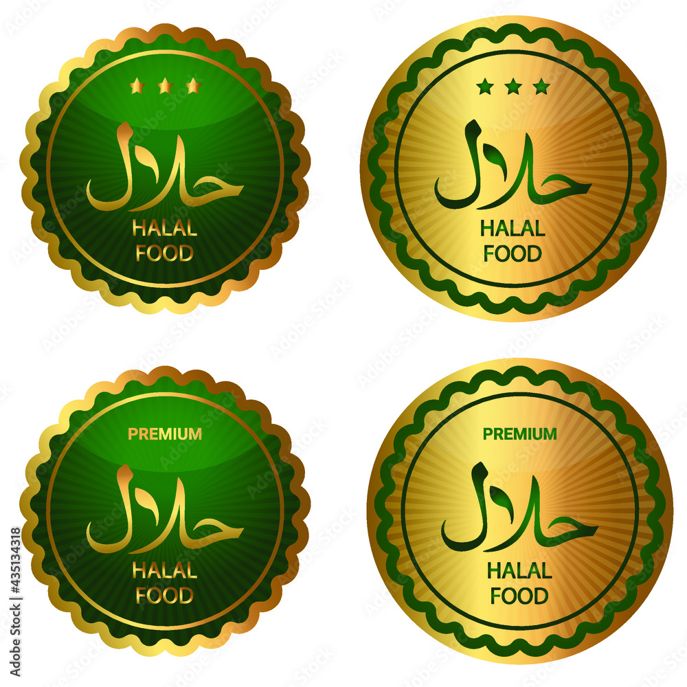 Collection of halal certified logo vector isolated on white background ...