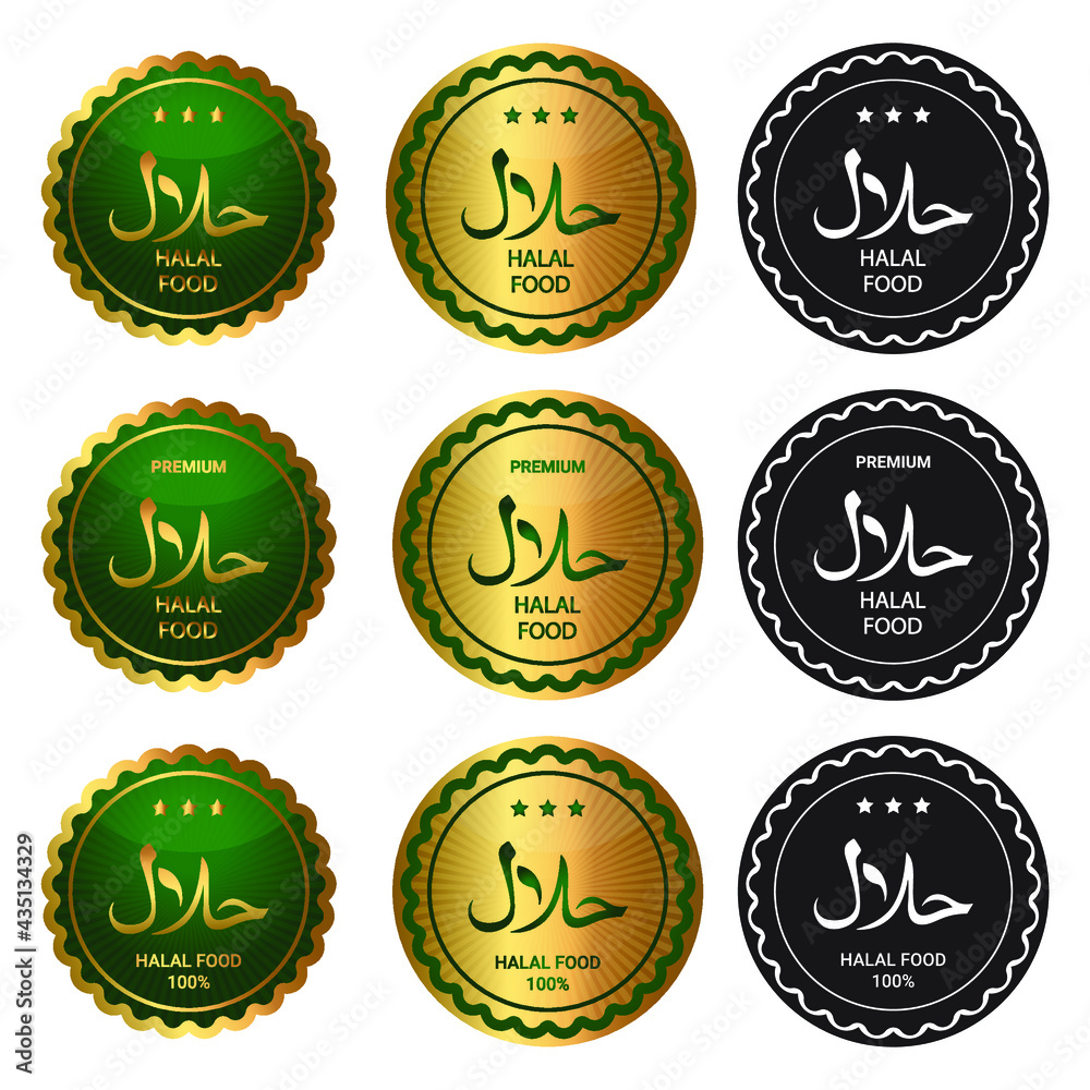 Collection of halal certified logo vector isolated on white background ...
