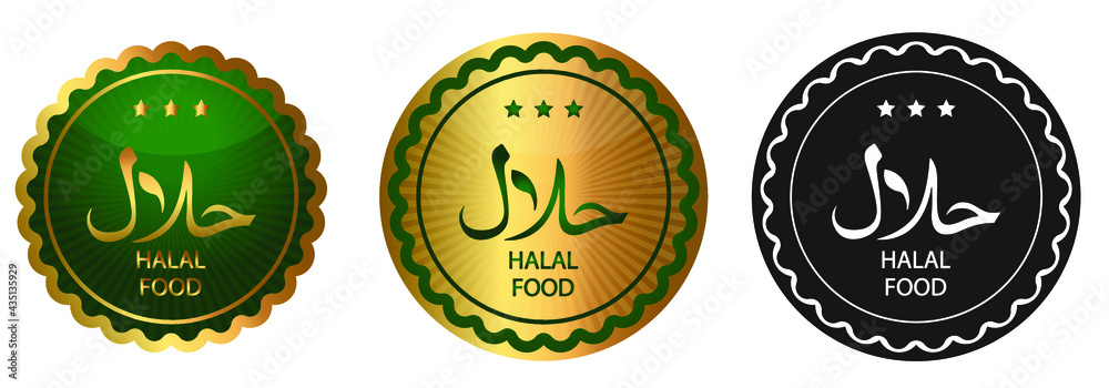 Collection of halal certified logo vector isolated on white background ...
