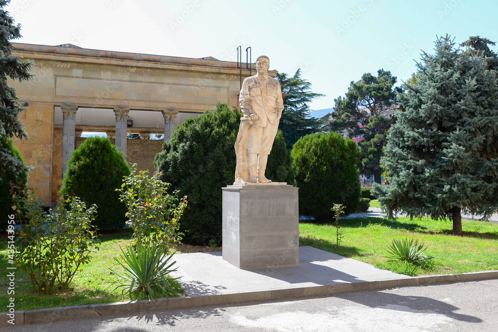 Joseph Stalin stone statue in front of Joseph Stalin Museum in Gori ...