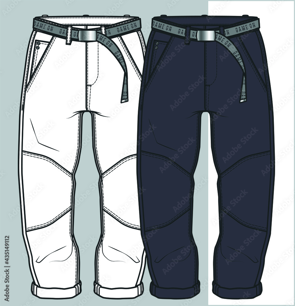 PANTS flat sketch for boys. Trousers Fashion Flat Technical Drawing ...