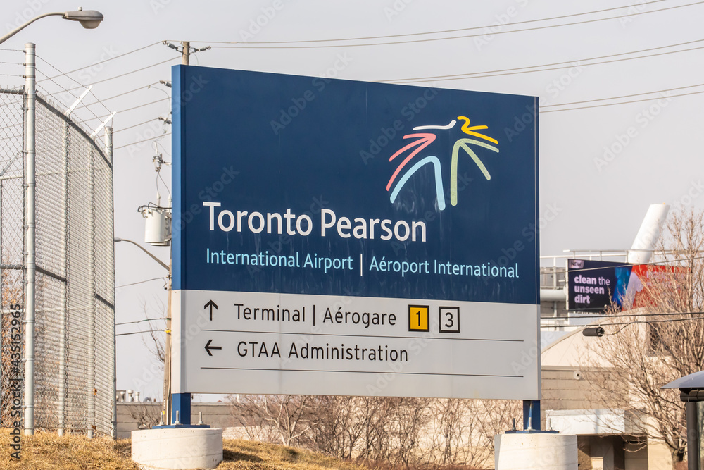 Toronto Canada, March 17, 2021; A sign indicating the entrance to the ...