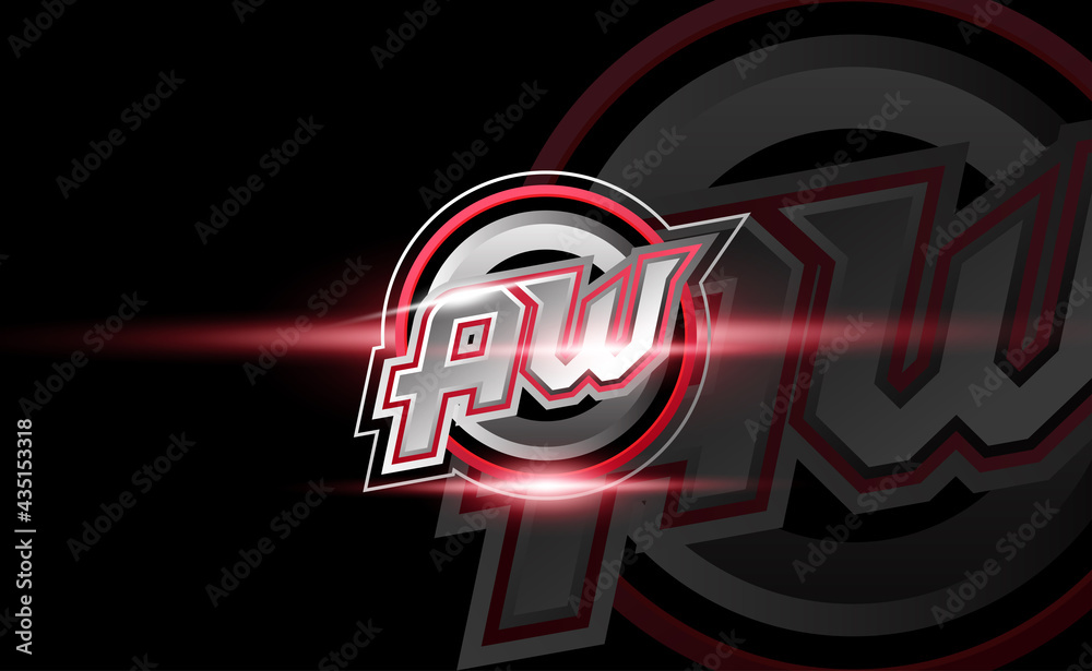 Initial letters AW, vector monogram logo design for esport, twitch and ...