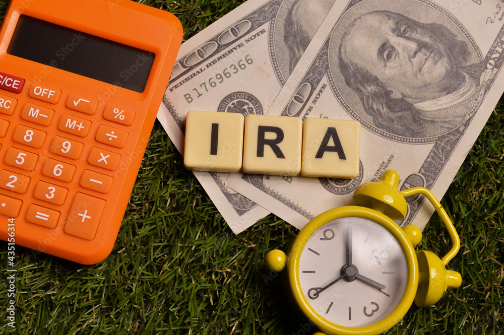 Alphabet letters with text IRA stands for Individual retirement Account ...