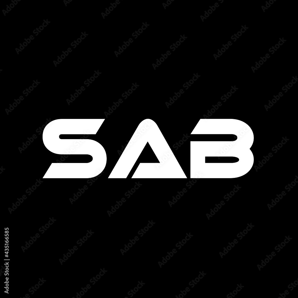 SAB letter logo design with black background in illustrator, vector ...