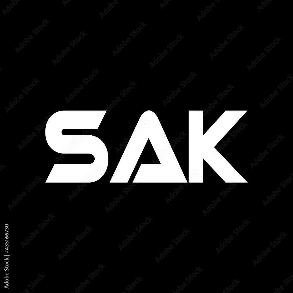 SAK letter logo design with black background in illustrator, vector ...