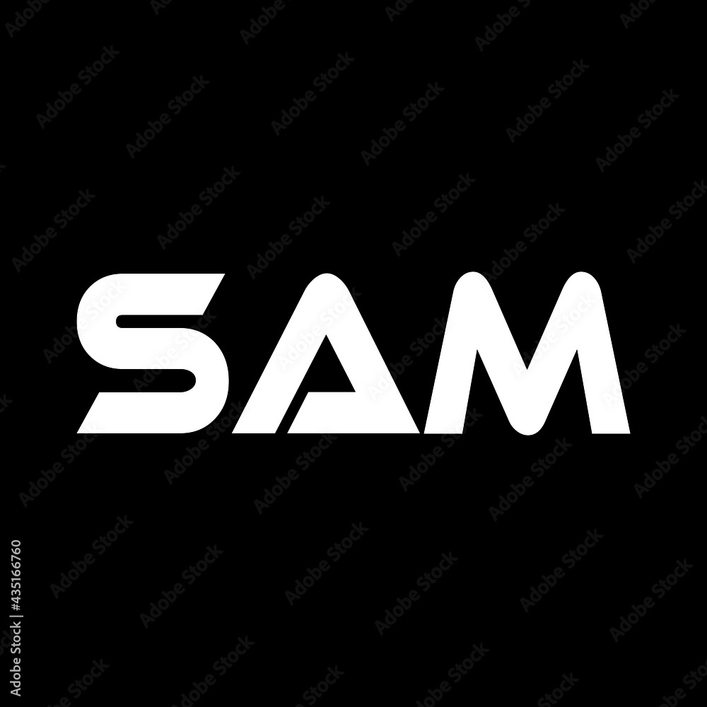 SAM letter logo design with black background in illustrator, vector ...