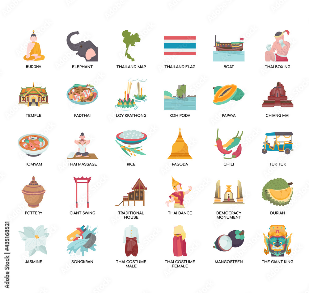 Thailand symbol, Thin Line and Pixel Perfect Icons Stock Vector | Adobe ...