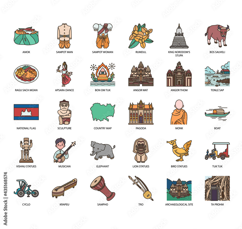 Cambodia symbol , Thin Line and Pixel Perfect Icons Stock Vector ...