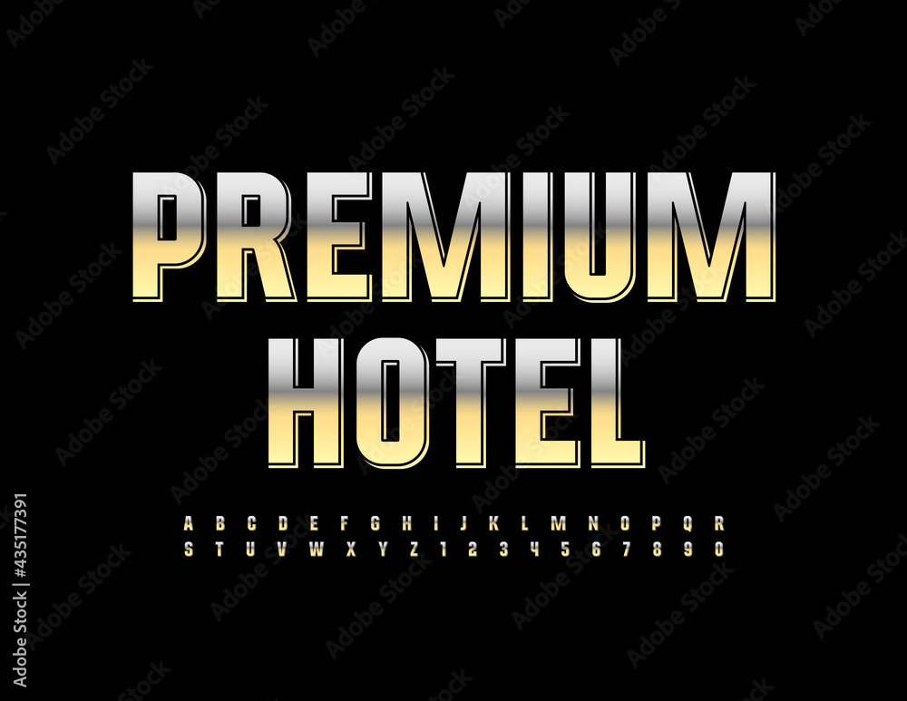 Vector luxury emblem Premium Hotel with Gold reflective Font. Chic ...
