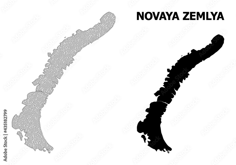 Polygonal mesh map of Novaya Zemlya Islands in high resolution. Mesh ...