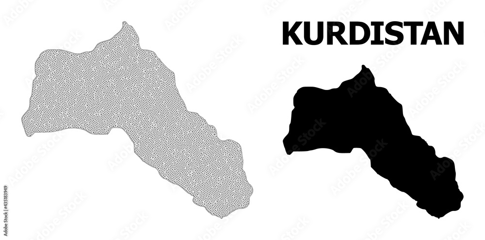 Polygonal mesh map of Kurdistan in high resolution. Mesh lines ...