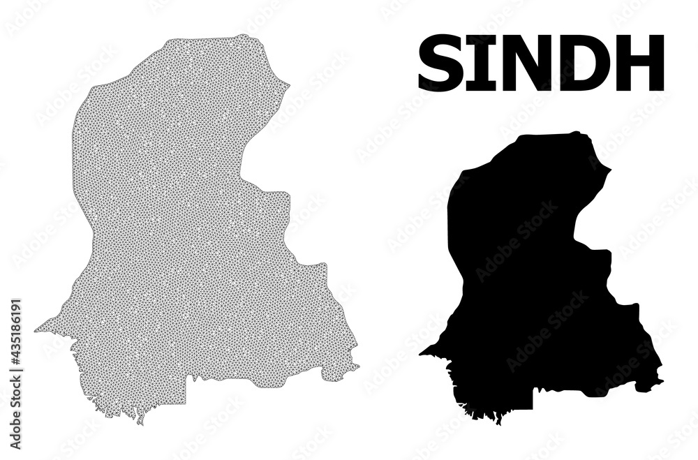 Polygonal mesh map of Sindh Province in high detail resolution. Mesh ...