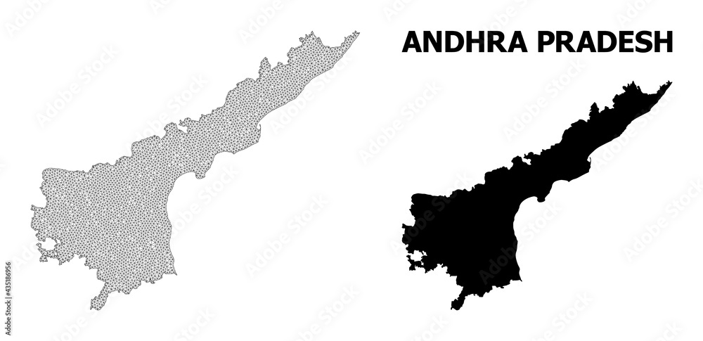 Polygonal mesh map of Andhra Pradesh State in high detail resolution ...