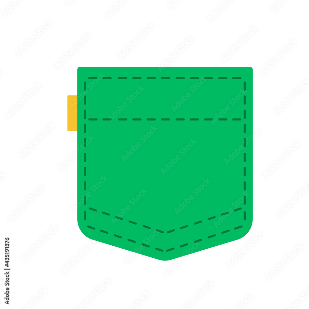 Patch pocket green cartoon. Pocket is a piece of clothing fun. Cartoon ...