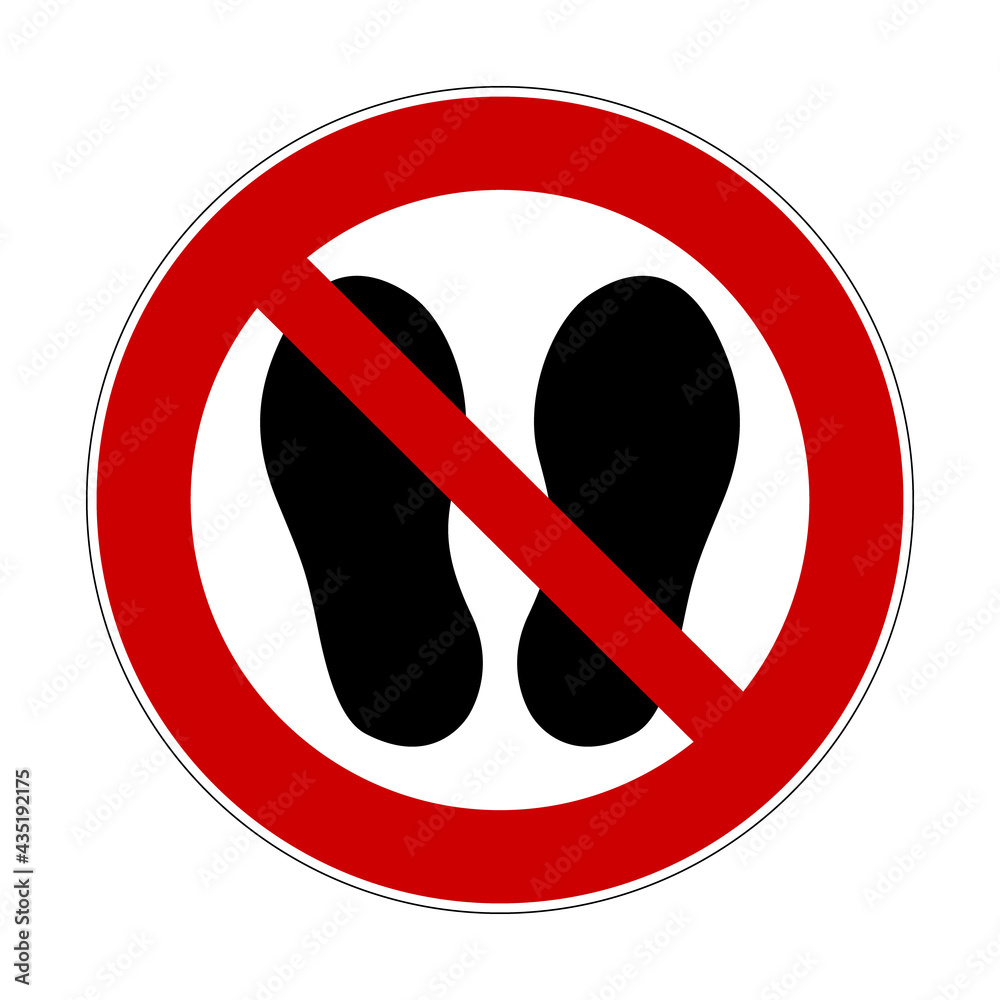 Do not walk or stand here prohibition sign. Vector illustration of red ...