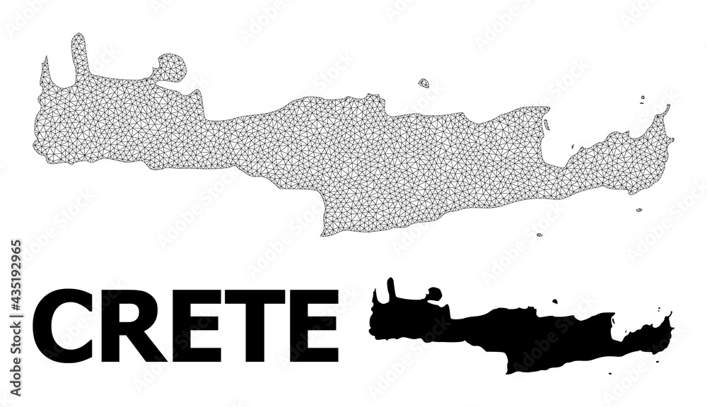 Polygonal mesh map of Crete Island in high detail resolution. Mesh ...