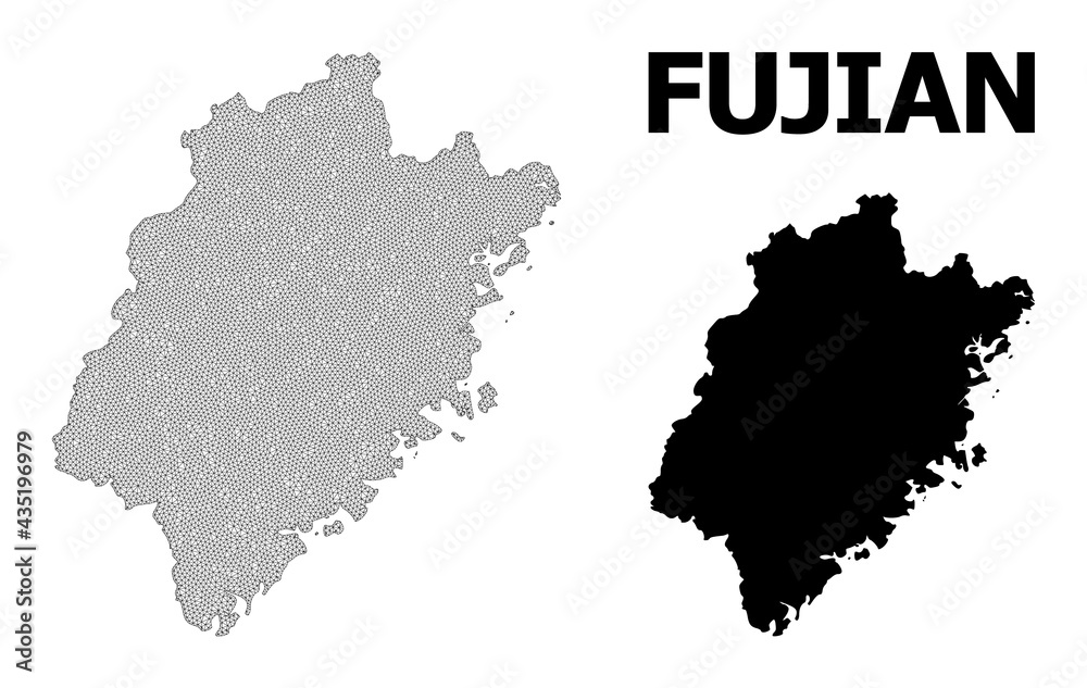 Polygonal mesh map of Fujian Province in high detail resolution. Mesh ...