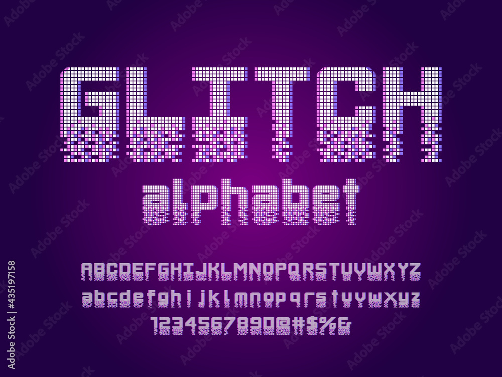 8 bit pixel style alphabet design with uppercase, lowercase, numbers ...