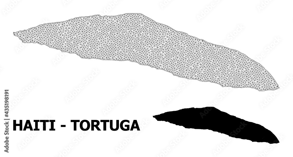 Polygonal mesh map of Haiti Tortuga Island in high detail resolution ...