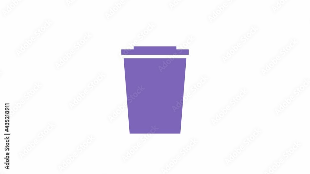 Simple animated trash bin with lifting cap. Delete and recycling ...