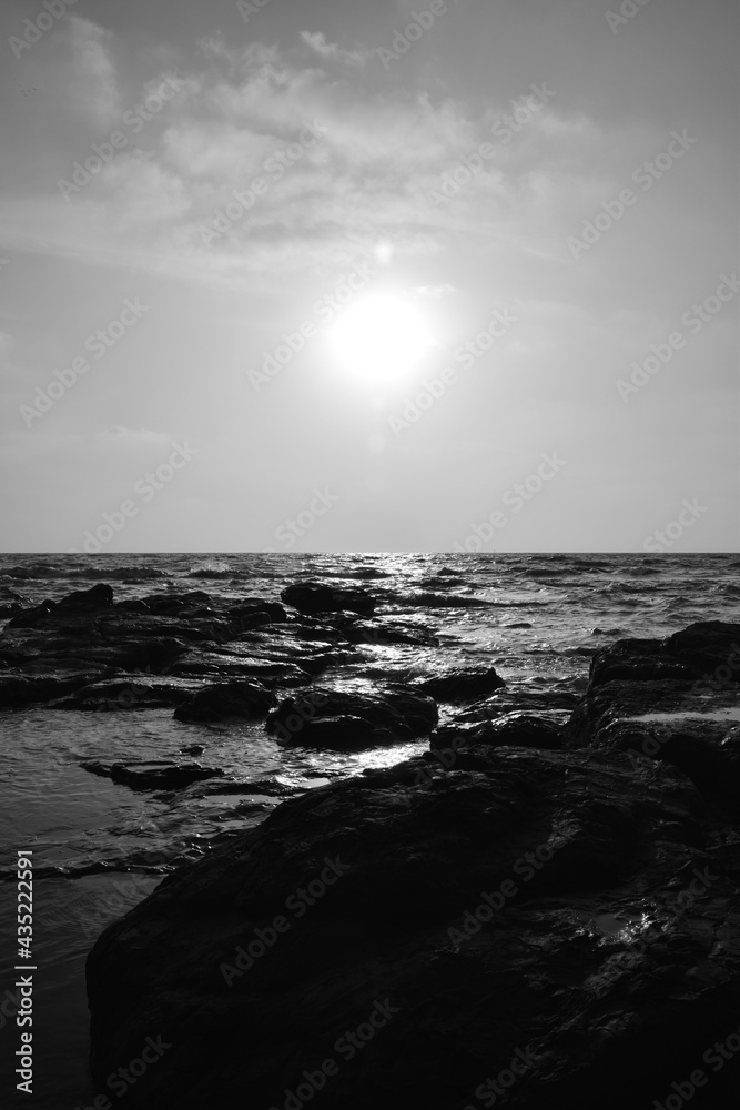 Bad condition of sea shore with toxins and oil spills on the coast and ...