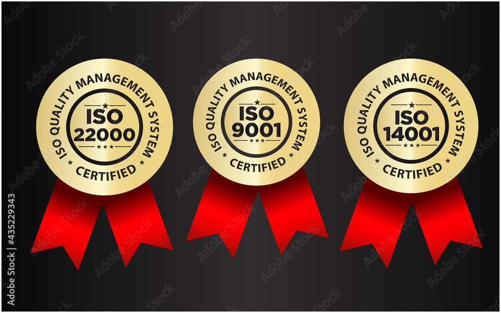 ISO certified, quality management system vector illustration set ...