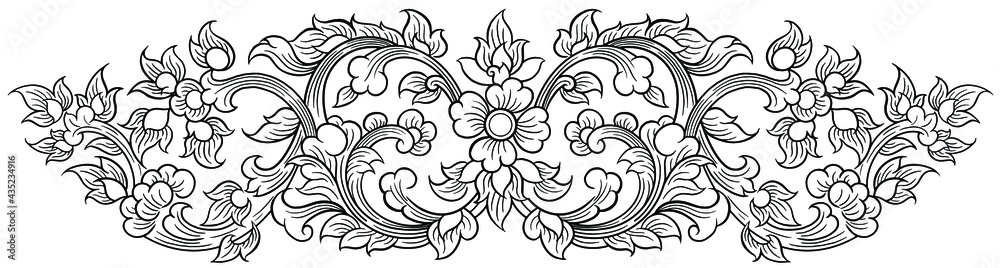 Thai pattern, Book Khoi is a pattern of vine leaves, which is the ...