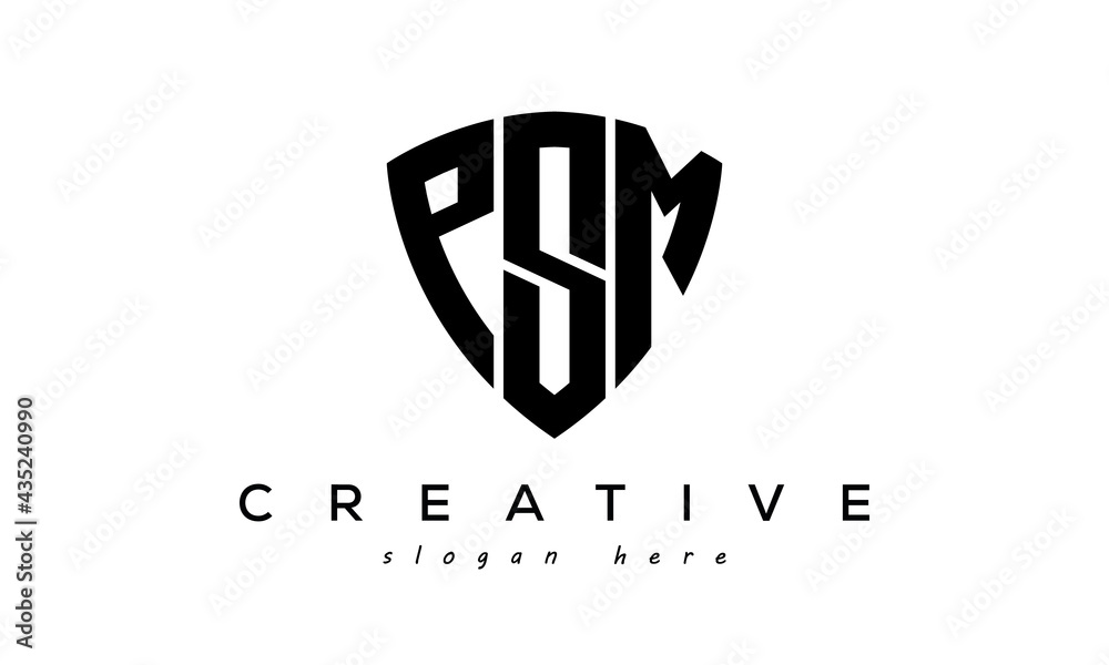 PSM letters creative logo with shield Stock Vector | Adobe Stock