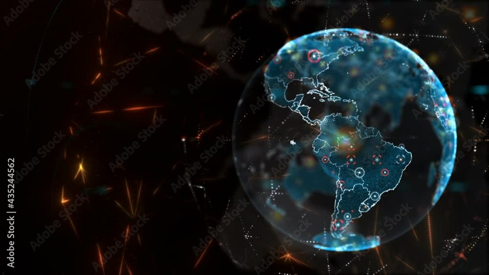 This is a motion stock plot that shows a projection of the planet Earth ...