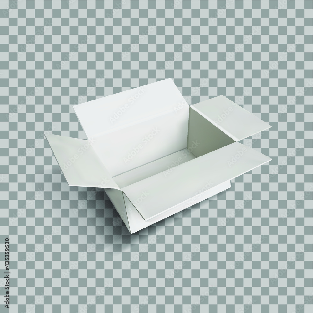 Vector white box isolated on transparent background, realistic 3D object. Stock Vector | Adobe Stock