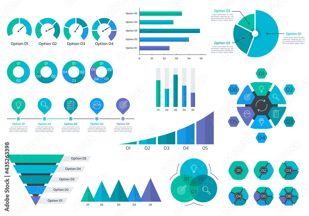 Graph, chart and diagram set. Business data graphic design template ...