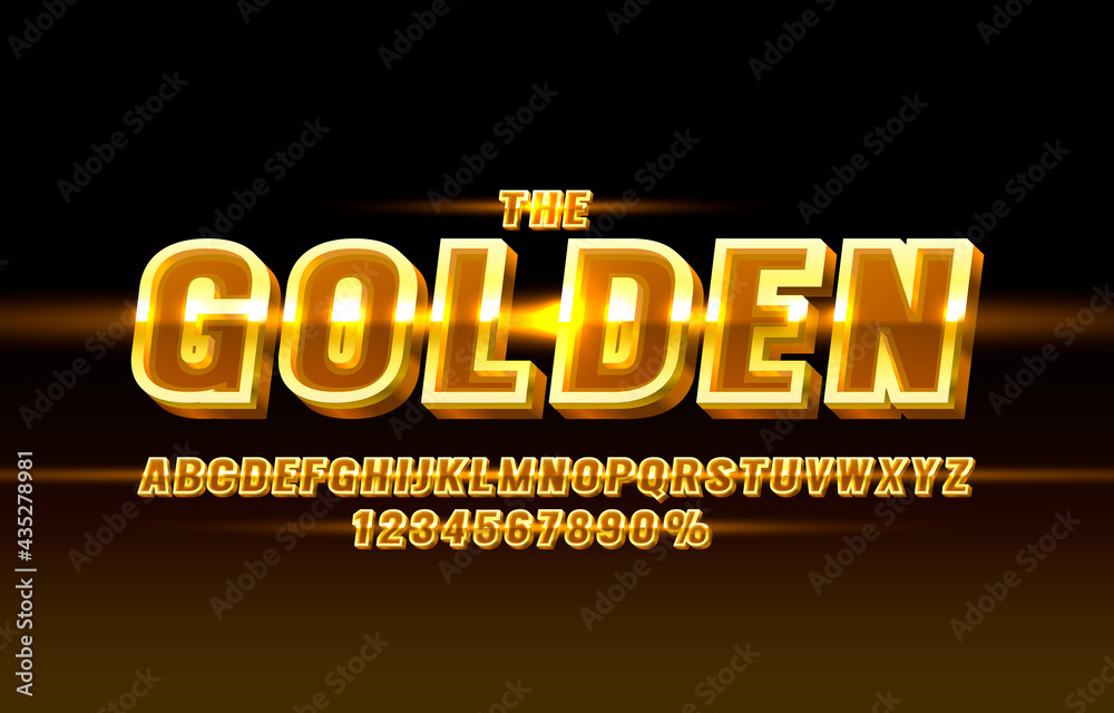 Vetor de Gold font set collection, letters and numbers symbol. Vector ...