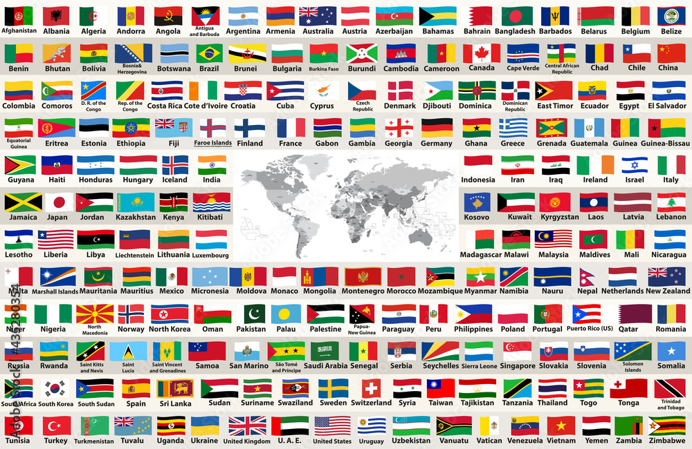 Vetor de Vector collection of all world flags arranged in alphabetical ...