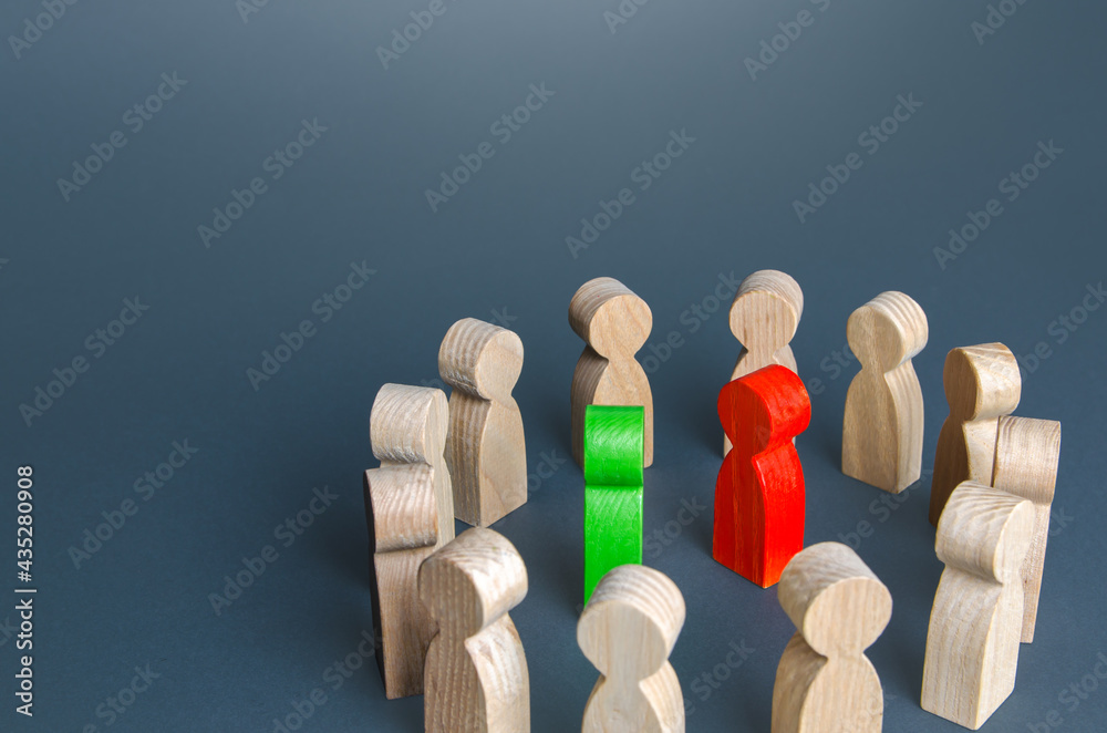 Two rivals surrounded by people. Rivalry, struggle for leadership ...