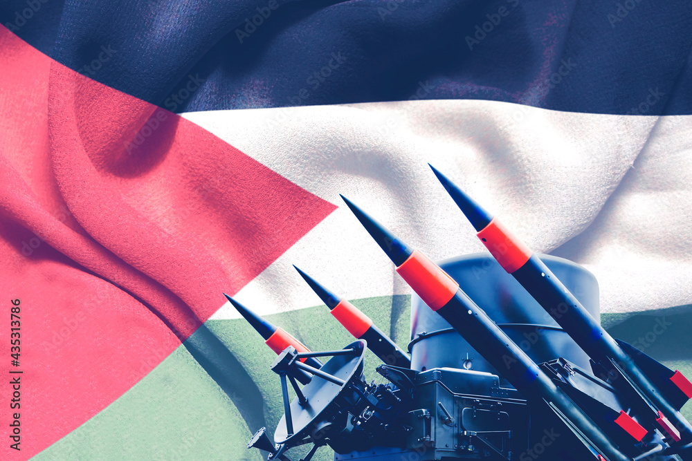 Launcher weapon with Palestine flag background Stock Photo | Adobe Stock