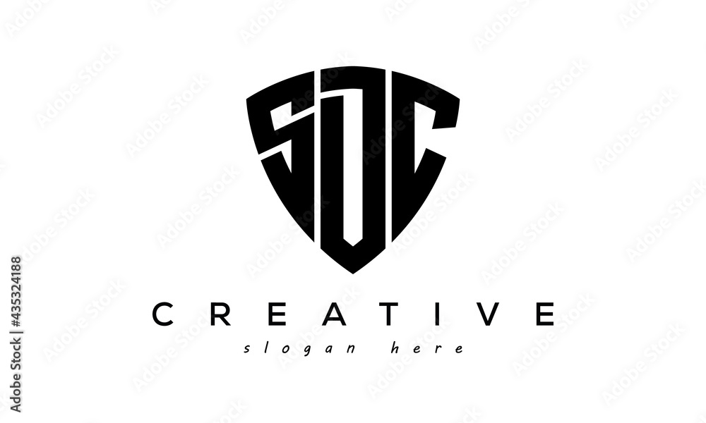 SDC letters creative logo with shield Stock Vector | Adobe Stock