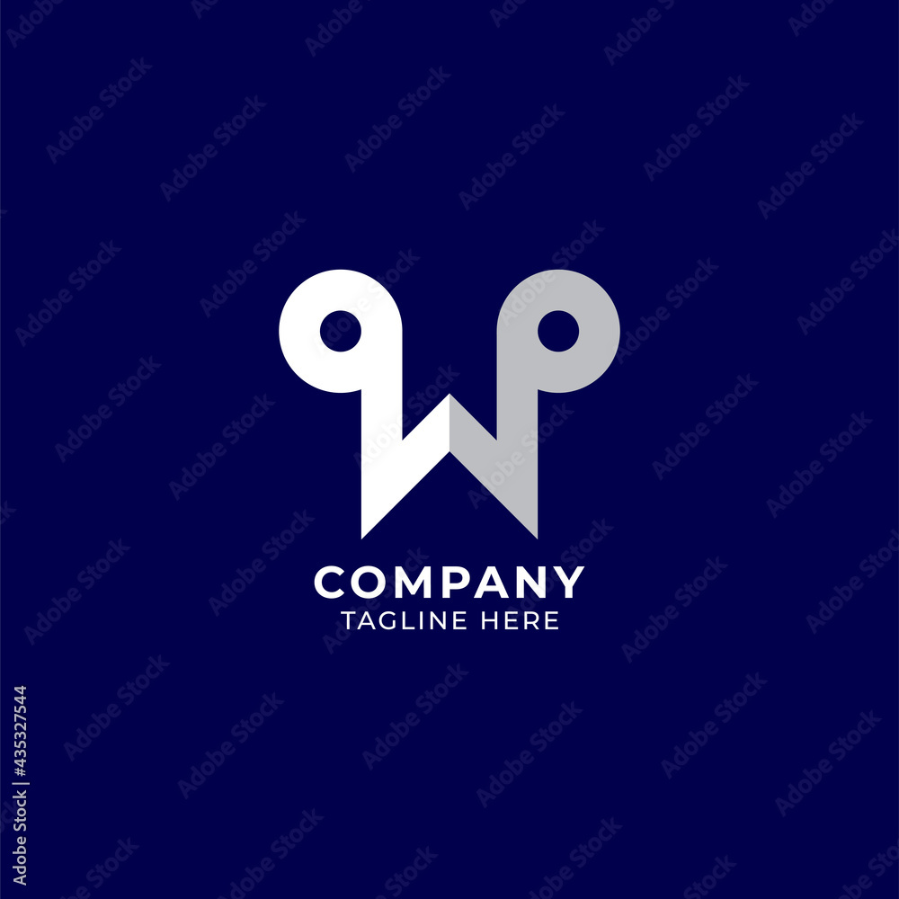 Letter W Alphabet Music Logo Design isolated on Navy Blue background ...