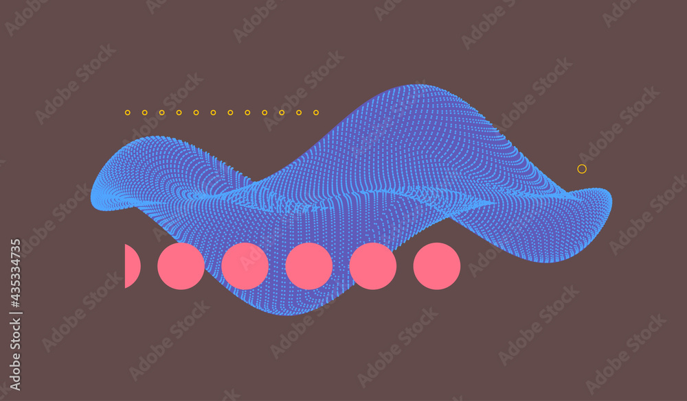 Abstract digital wave with dynamic particles. Sound wave. Big data ...