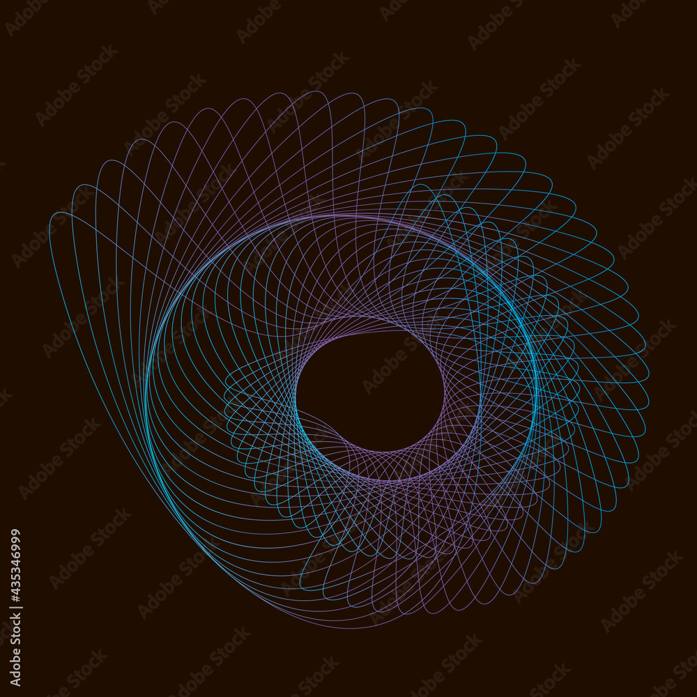 Vector circular spirograph pattern. Neon wavy lines on a black background. Stock Vector | Adobe ...