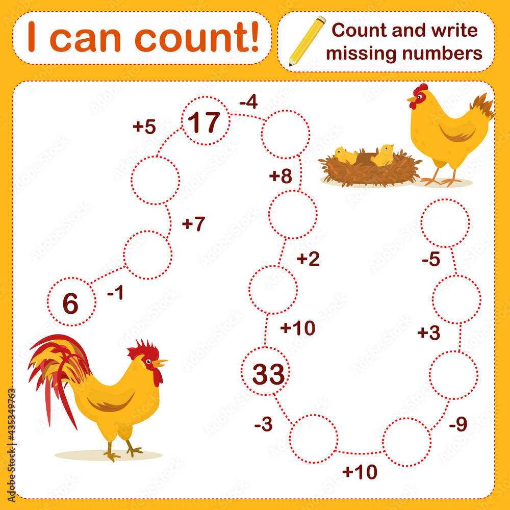 vector illustration of a children's math game on the topic I can count ...