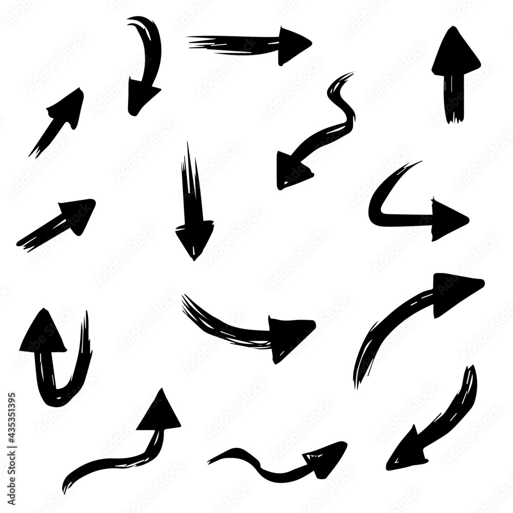 hand drawn Arrows icons Set. arrow icon with various directions. Doodle ...