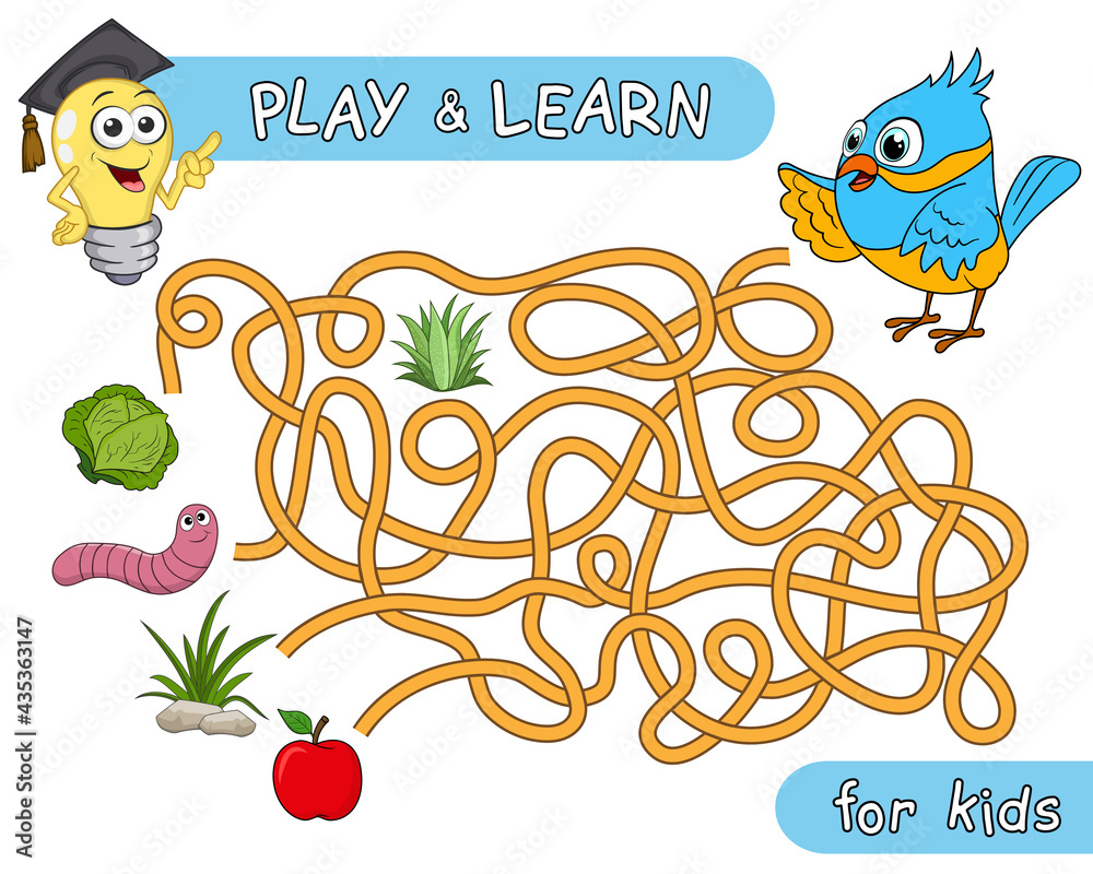 What does the bird eat? Help the bird to find the right way in maze and ...