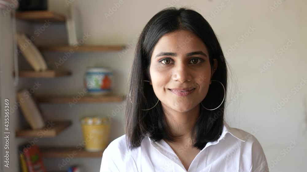 Beautiful smiling confident young Indian ethnic woman pretty face ...