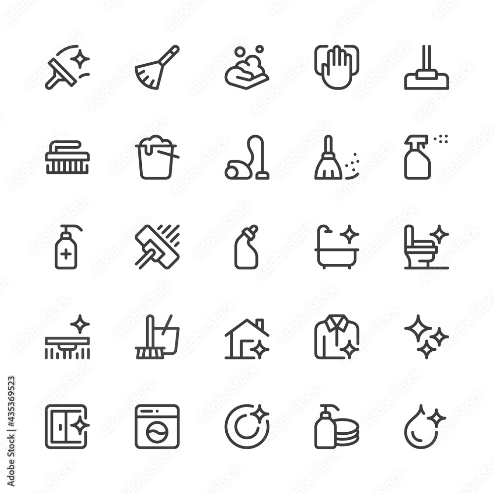 Cleaning, Purification, Disinfection, Washing. Simple Interface Icons ...