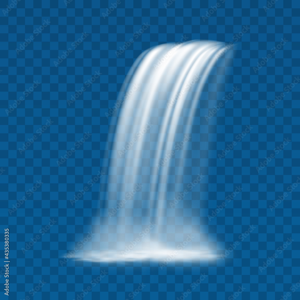 Waterfall streaming falling water realistic design vector illustration ...
