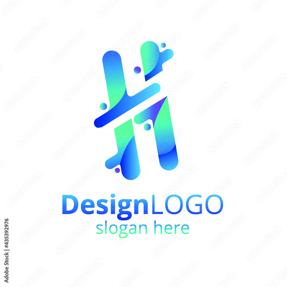 Vector colorful logo template with gradient in blue-green colors ...