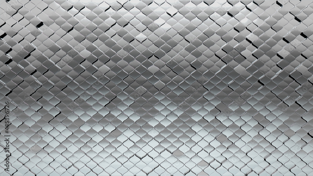 Silver, Luxurious Wall background with tiles. 3D, tile Wallpaper with ...